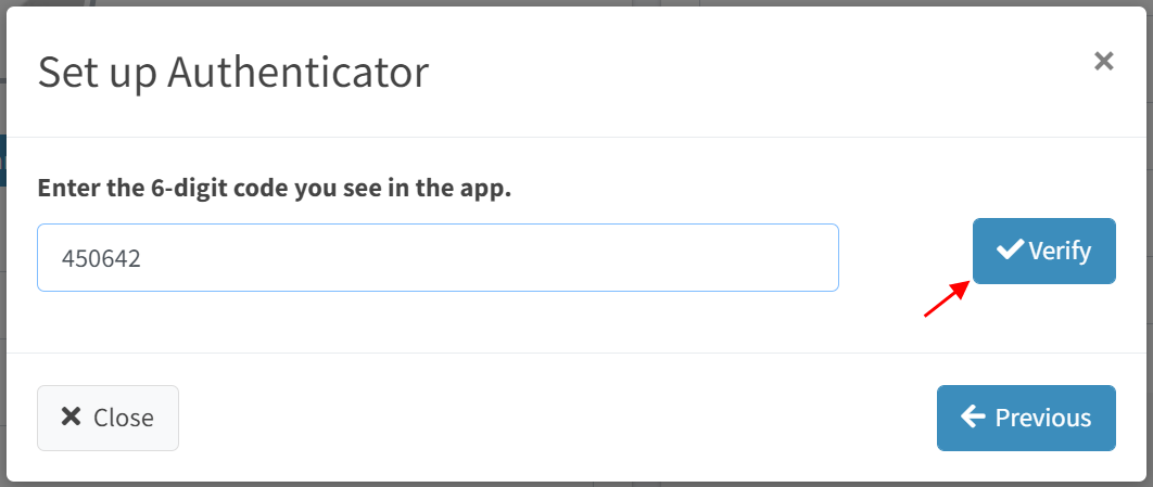 After entering a passcode, the user is redirected to the success screen ...