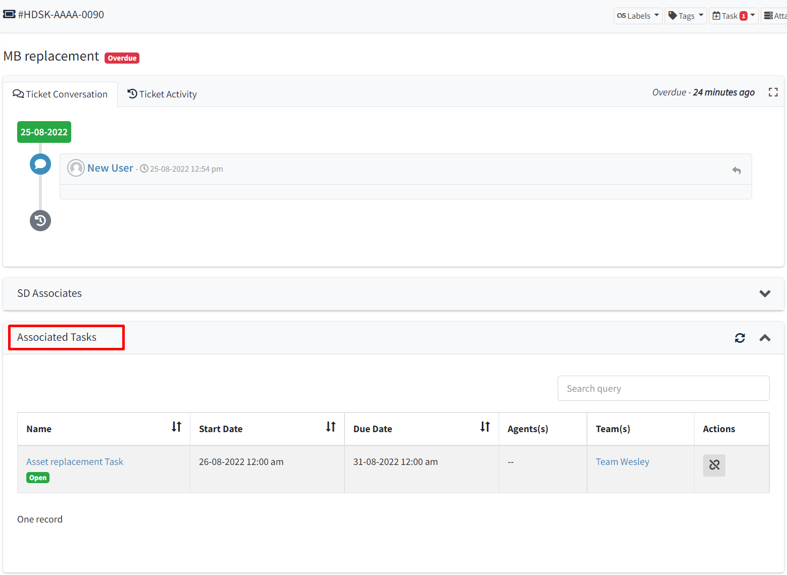 NOTE - When you click on the task that is specified in the associated ...