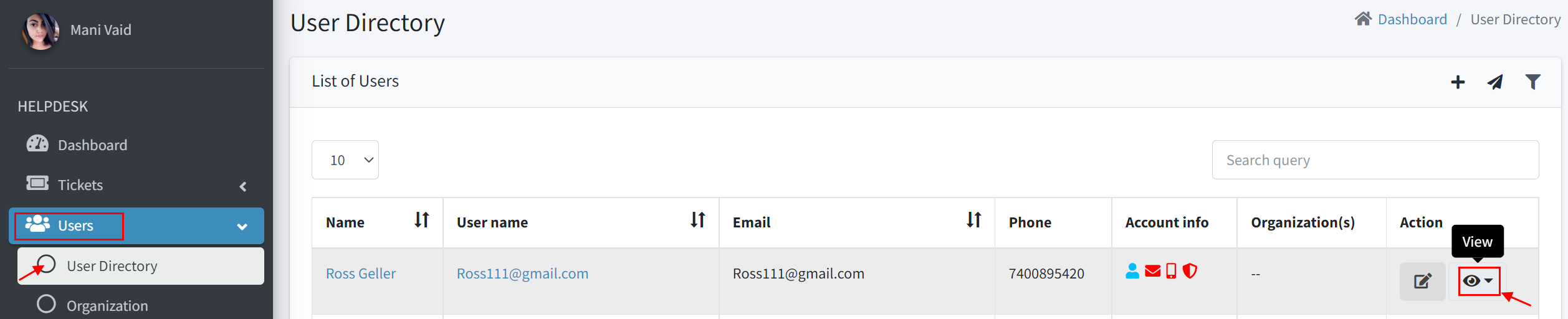 (Or) Agent Panel > Users > User Directory , select Agents Profile, and ...