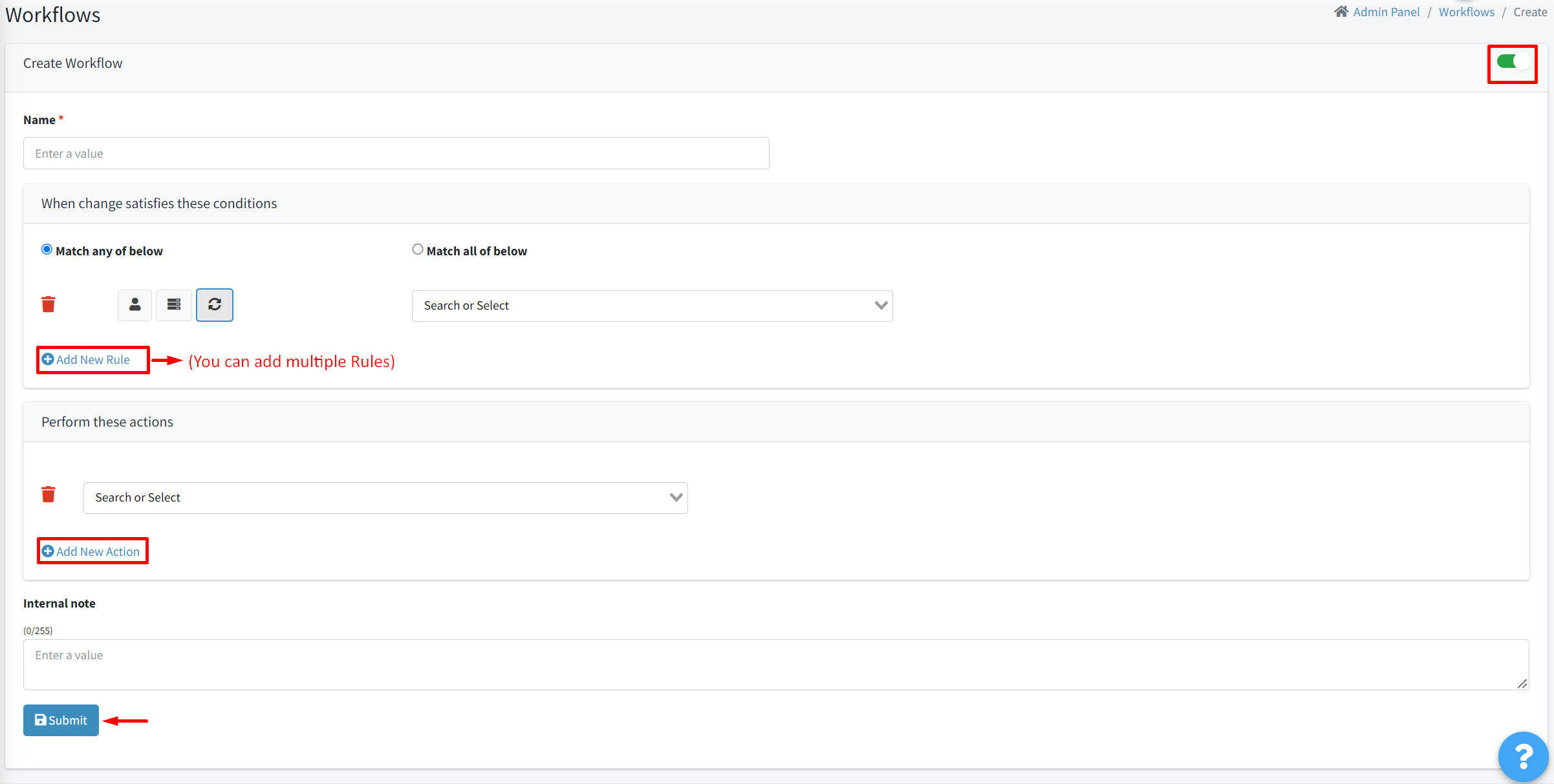 Name - Specify the name of the workflow in the given box. This name is ...
