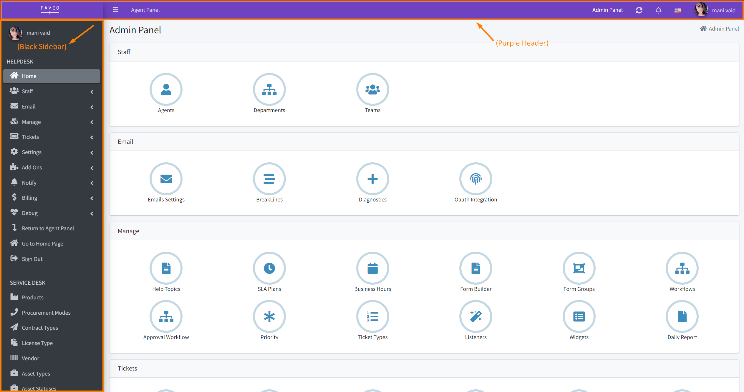 Example: When you select Purple as the Admin Panel Header color and ...